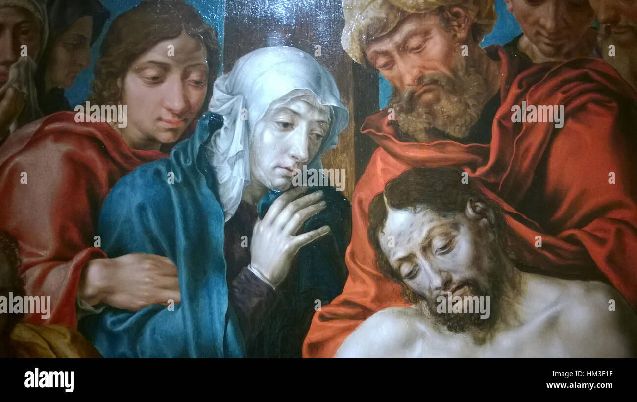 'Lamentation' by Heemskerck is an oil painting illustrating biblical ...