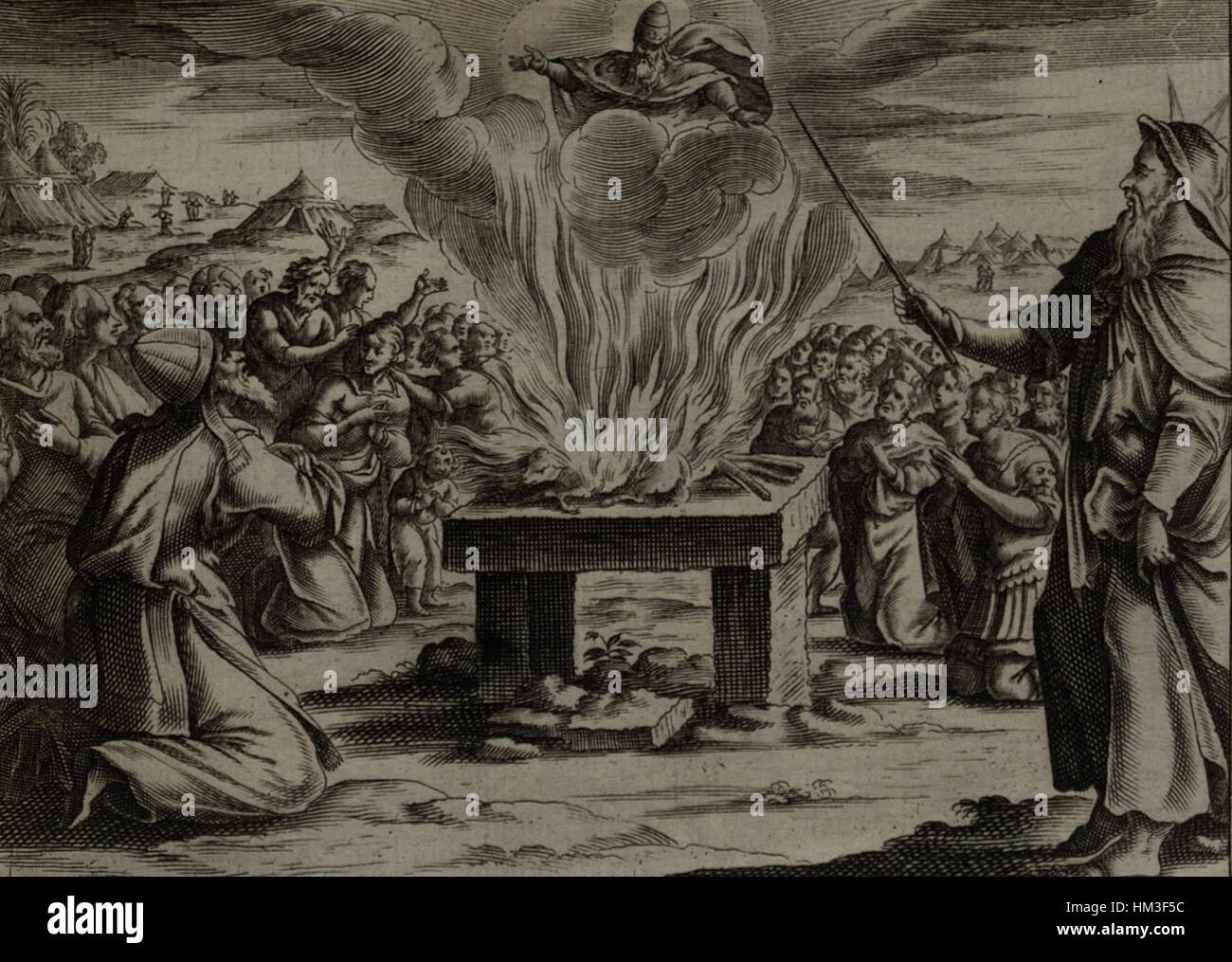 This painting, 'Aaron's First Offering,' depicts the biblical moment ...