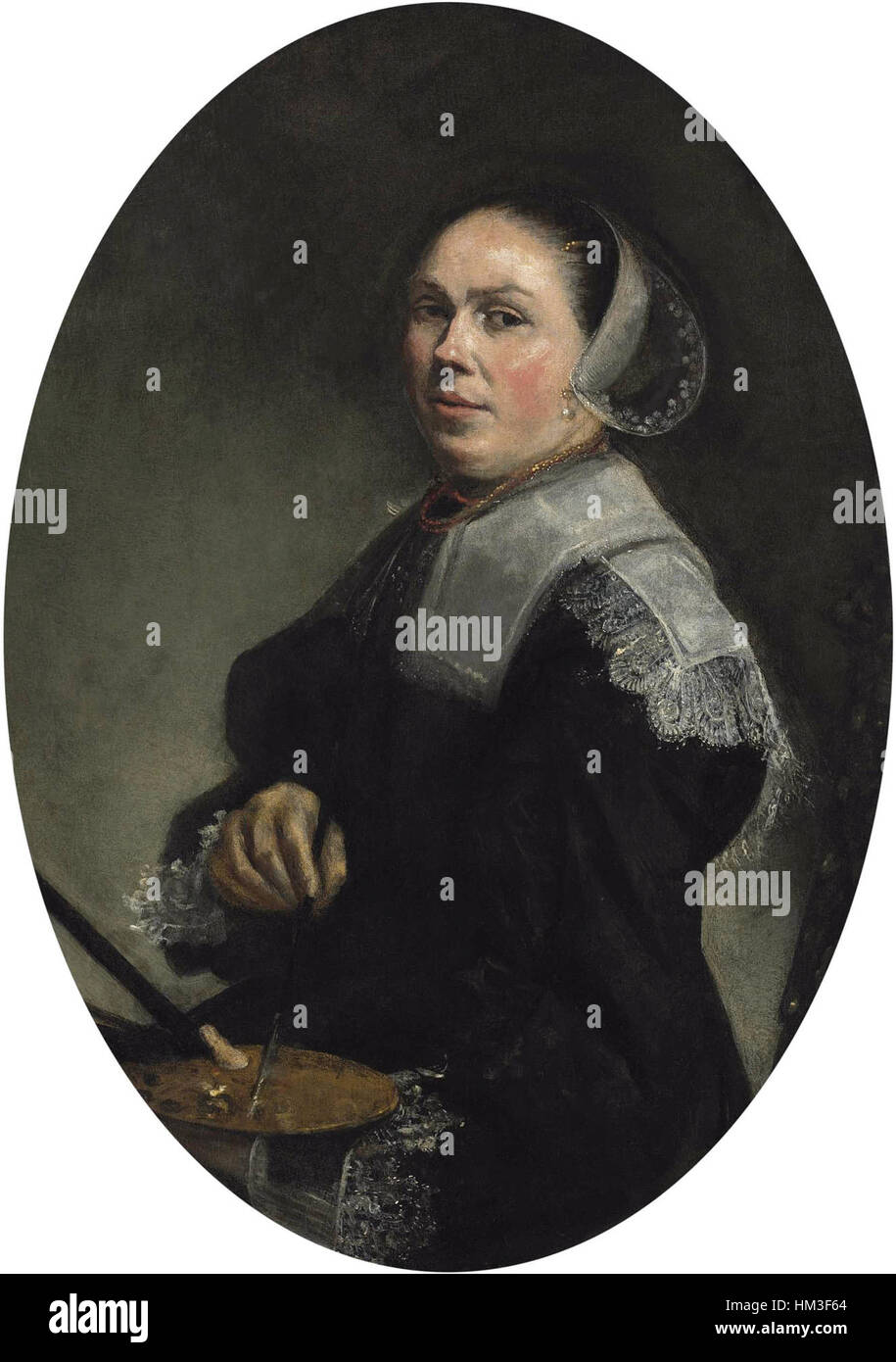 A self-portrait by Judith Leyster from around 1653. The oil painting ...