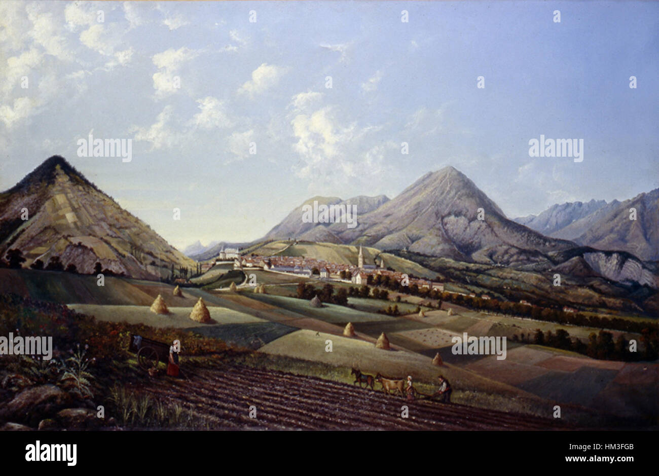 This 1891 painting of La Mure in France portrays a quiet rural scene ...