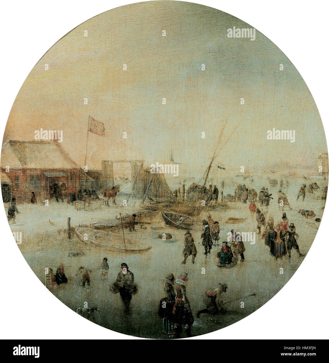 This winter scene by Hendrick Avercamp captures the lively activity of people skating on a ...
