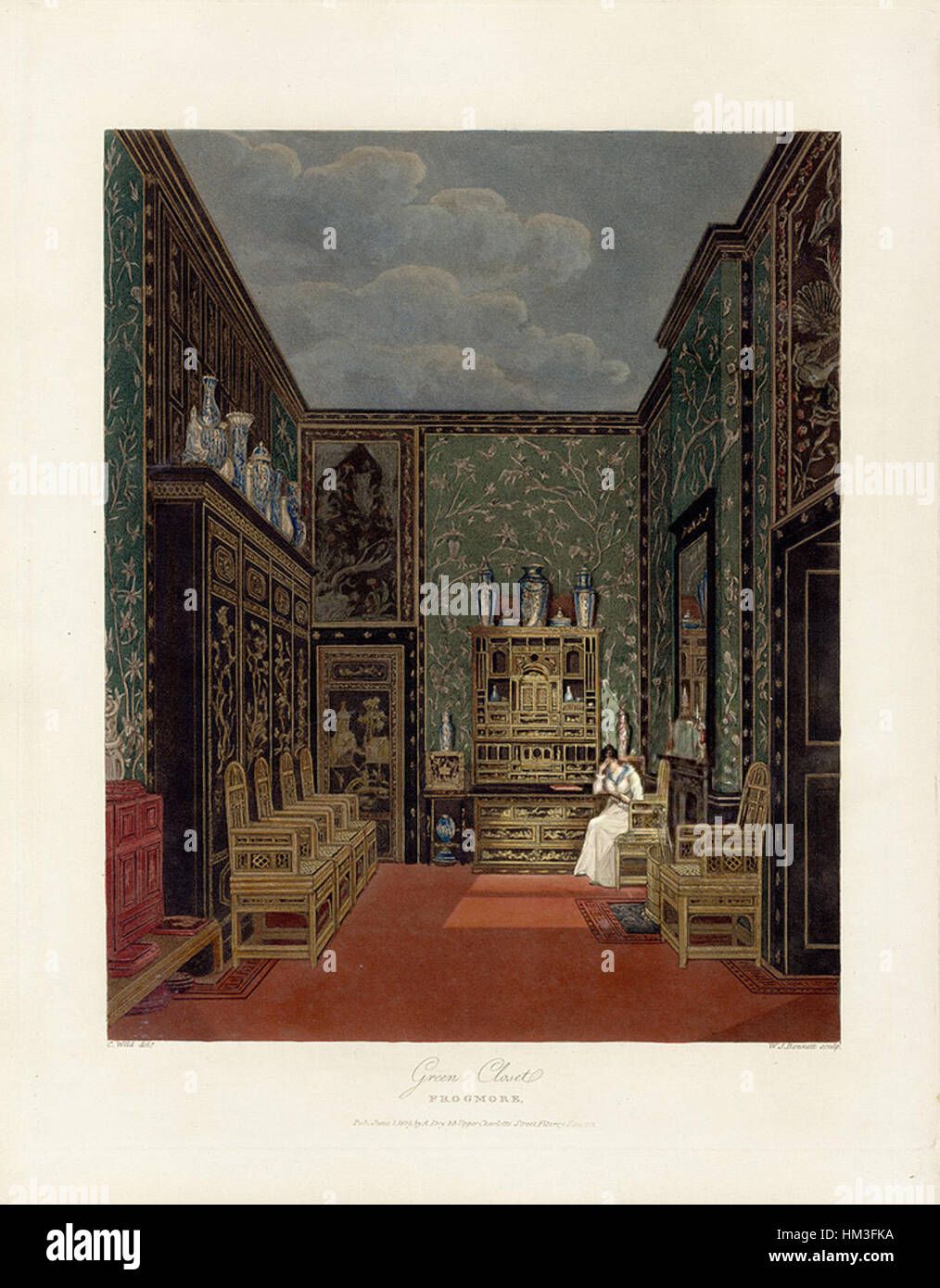 This artwork, 'Green Closet, Frogmore,' from Pyne's Royal Residences ...