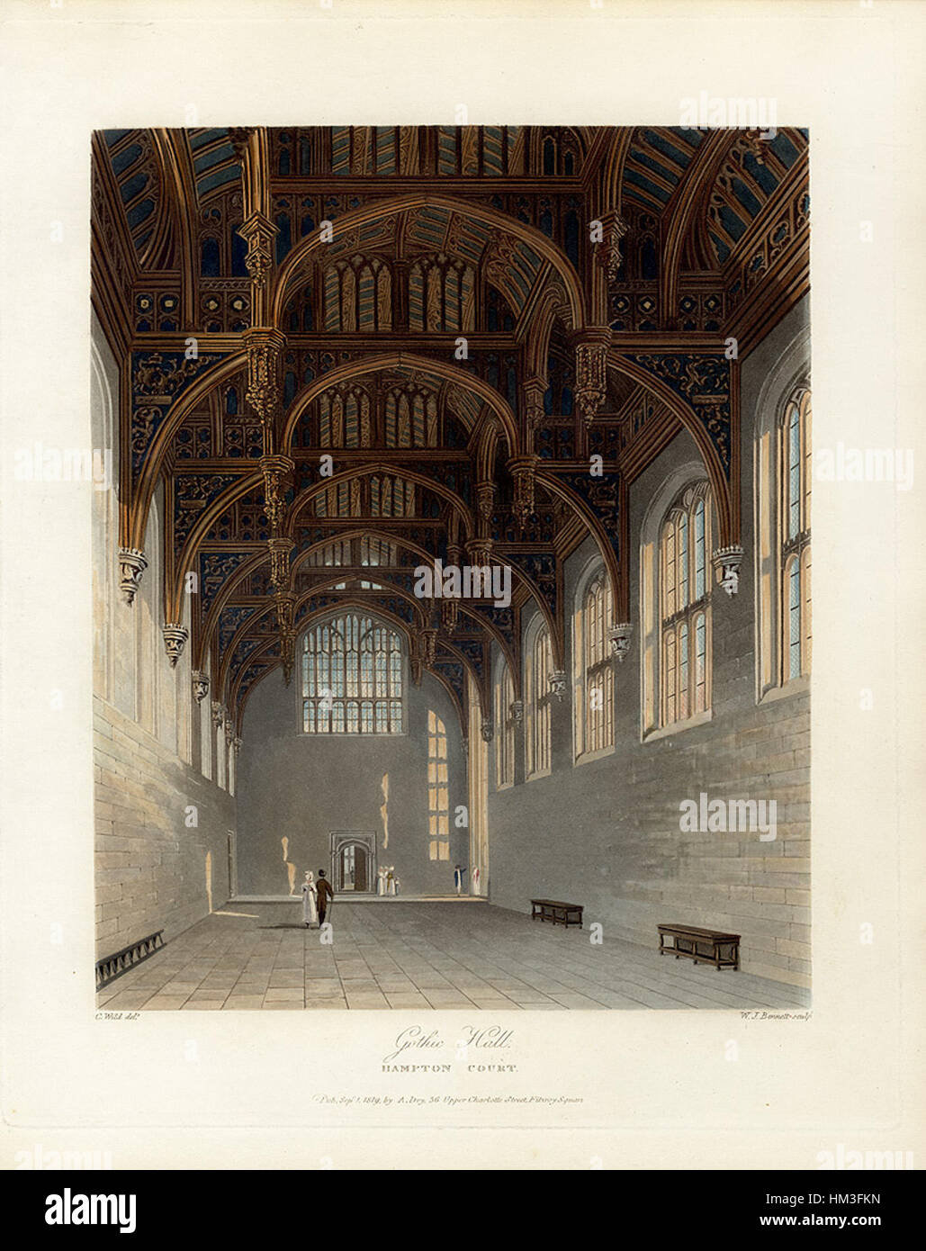 Gothic Hall, Hampton Court, from Pyne's Royal Residences, 1819 ...