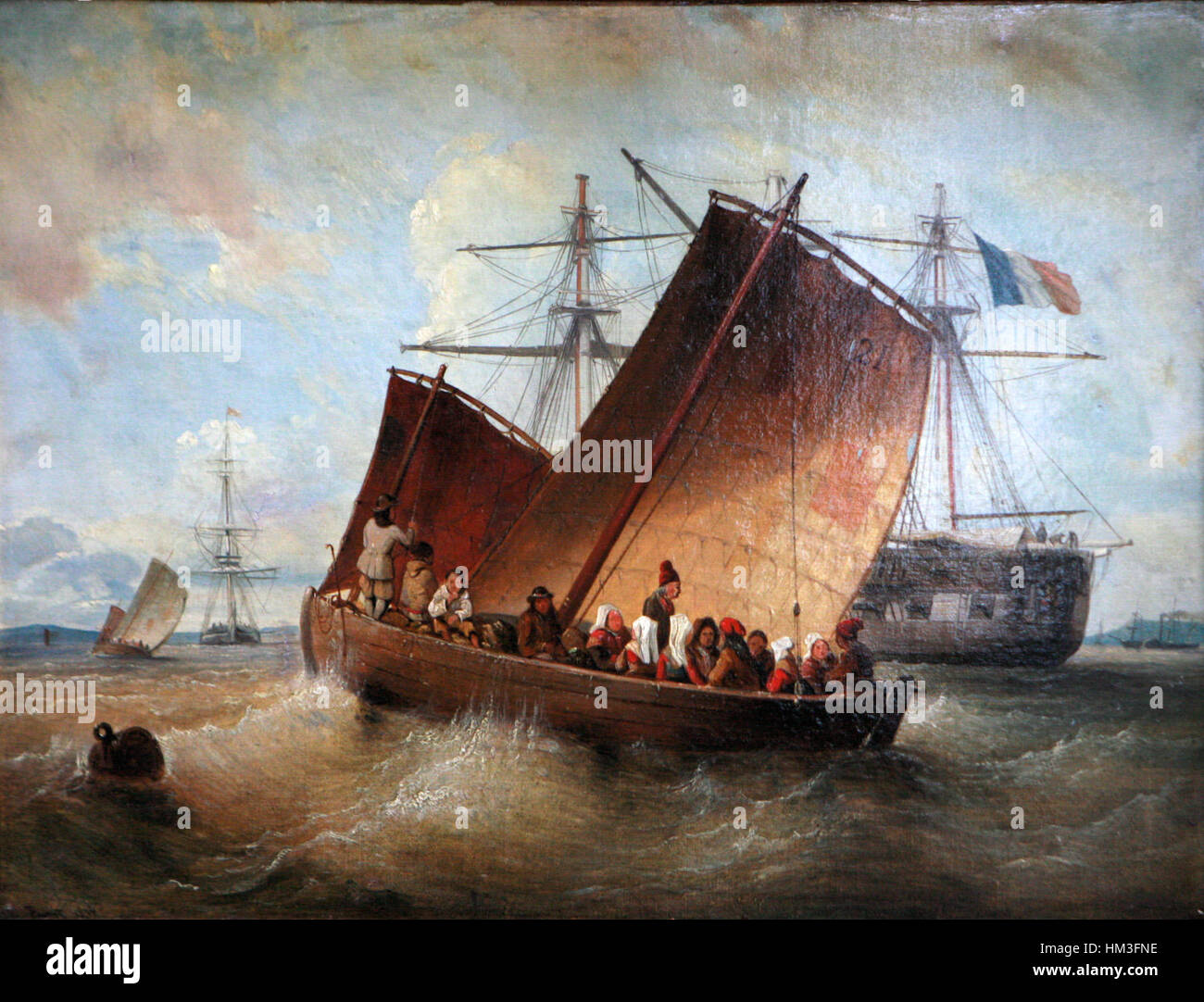 'La barque de Plougastel' by Ferdinand Perrot is a painting depicting a ...
