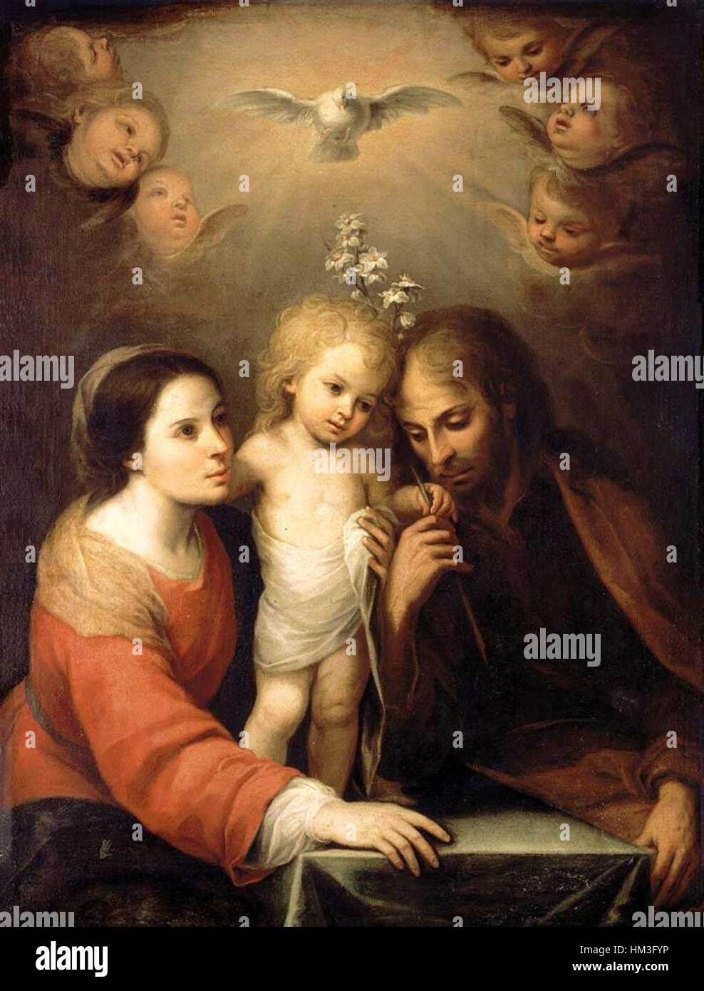 An artwork titled 'Holy Family' by Gutierrez, depicting a classical ...