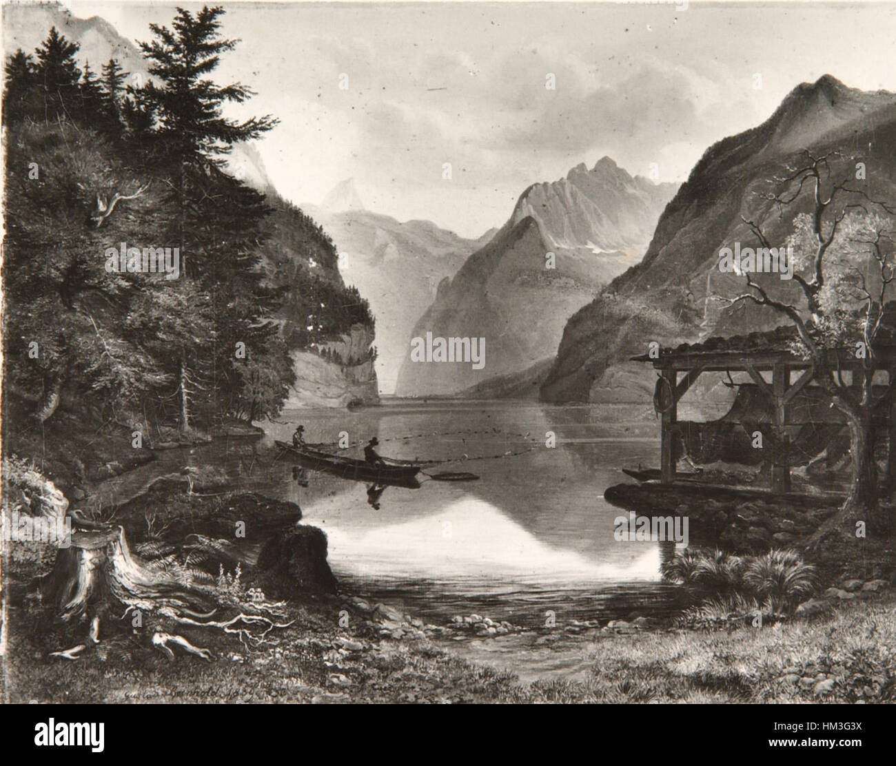 This painting by Gustav Bernhold depicts the picturesque Tyrolean ...