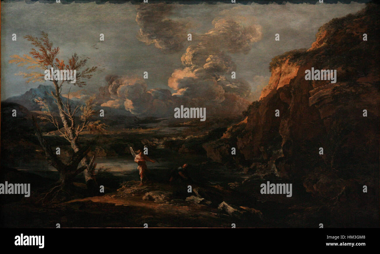 'Landscape with Tobit and the Angel' is a religious painting depicting ...