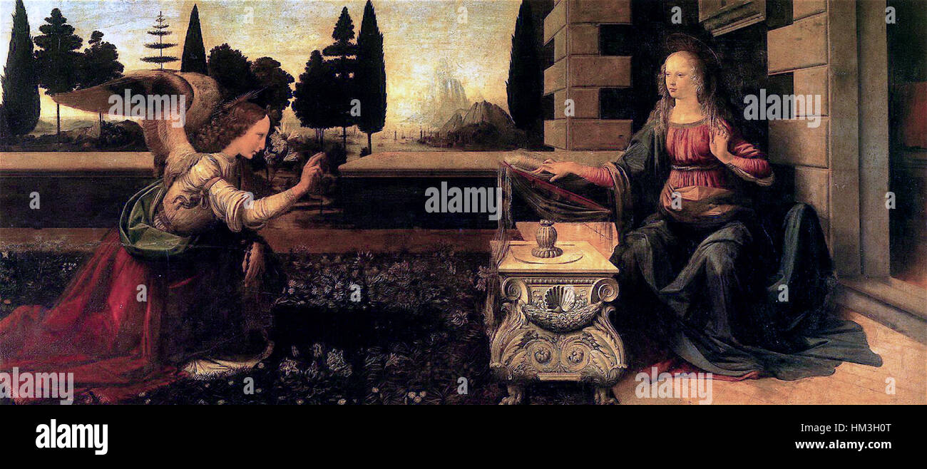 Leonardo da Vinci's 'Annunciation' painting illustrates the biblical ...