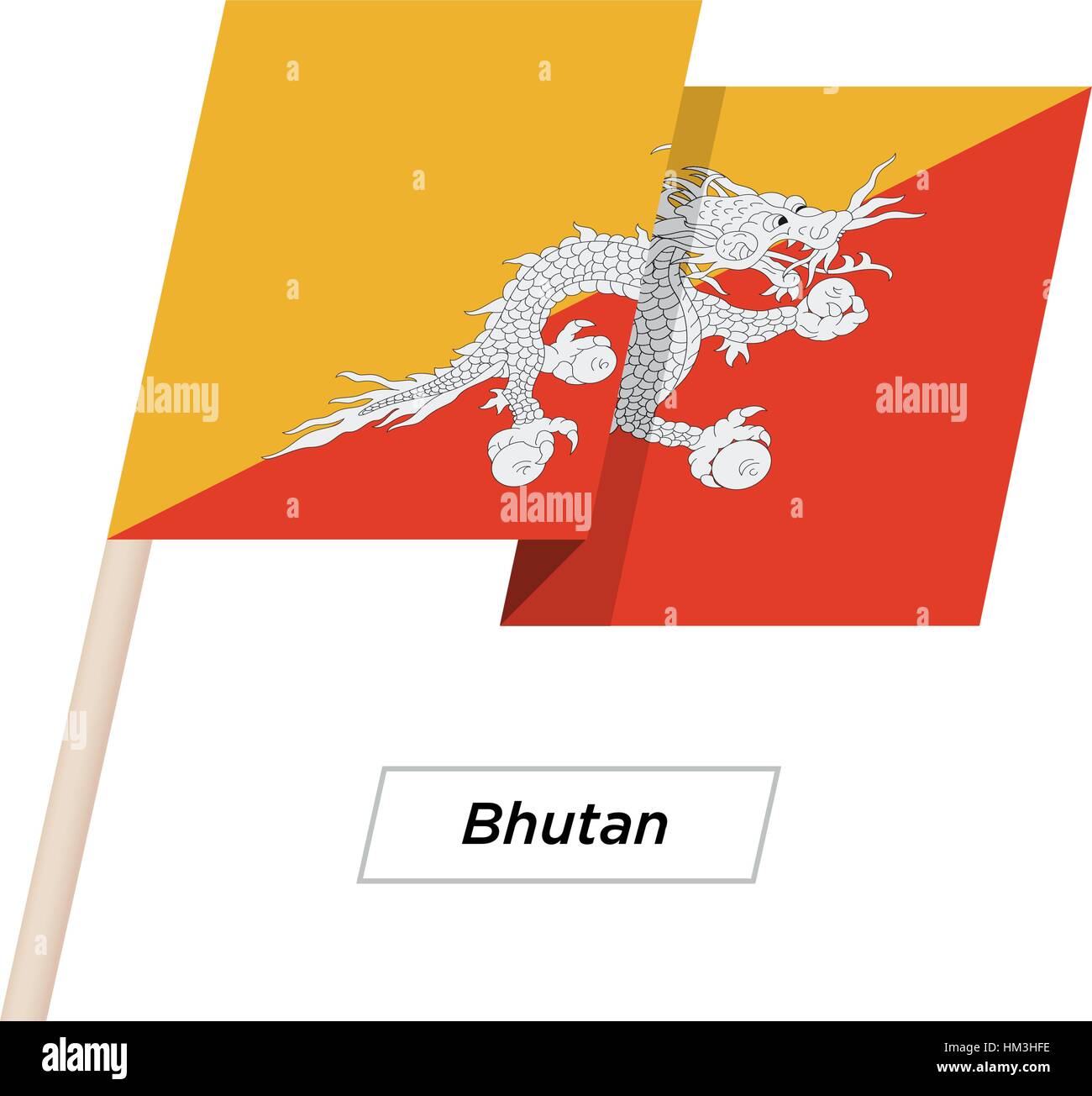 Bhutan Ribbon Waving Flag Isolated on White. Vector Illustration Stock ...