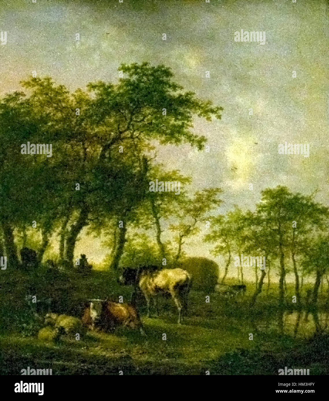 ‘Landscape with Cattle’ depicts a serene rural scene, with cattle ...