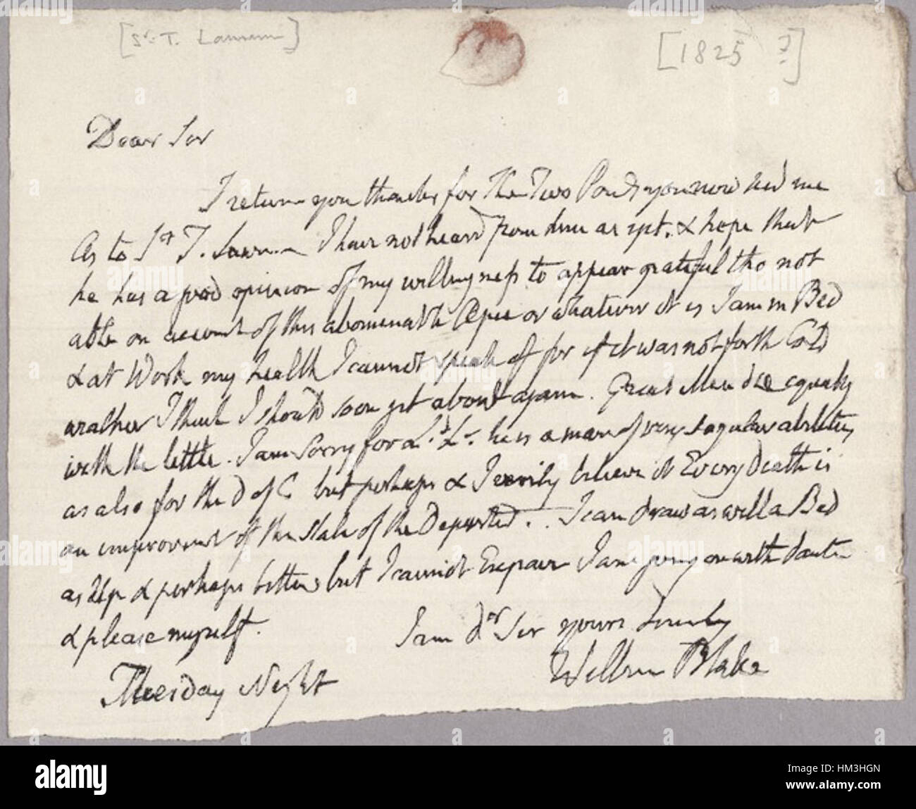 This letter from William Blake to John Linnell, dated June 7, 1825, is ...