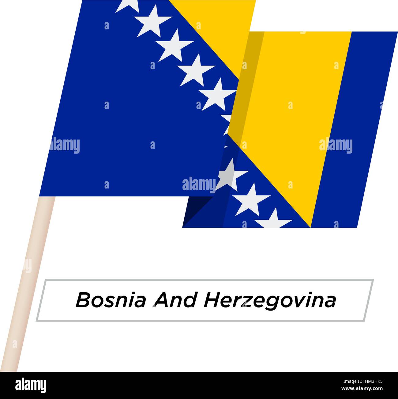 Bosnia and Herzegovina Ribbon Waving Flag Isolated on White. Vector ...