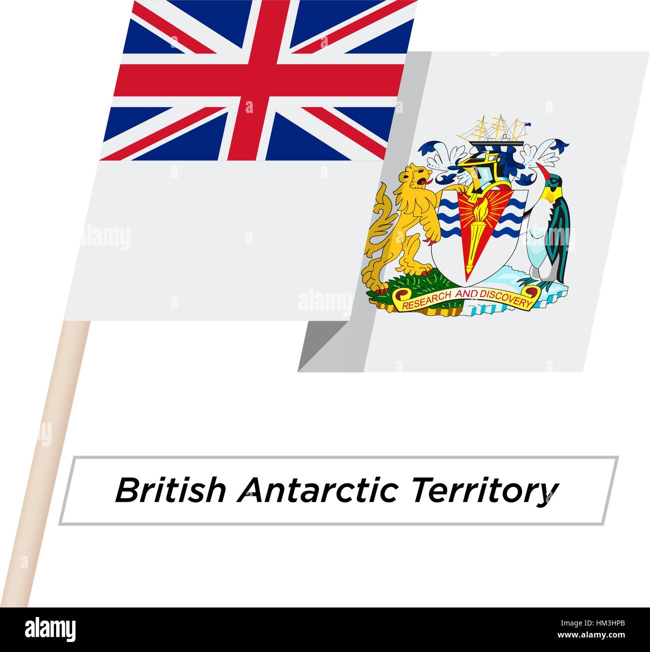 British Antarctic Territory Ribbon Waving Flag Isolated on White. Vector Illustration Stock ...