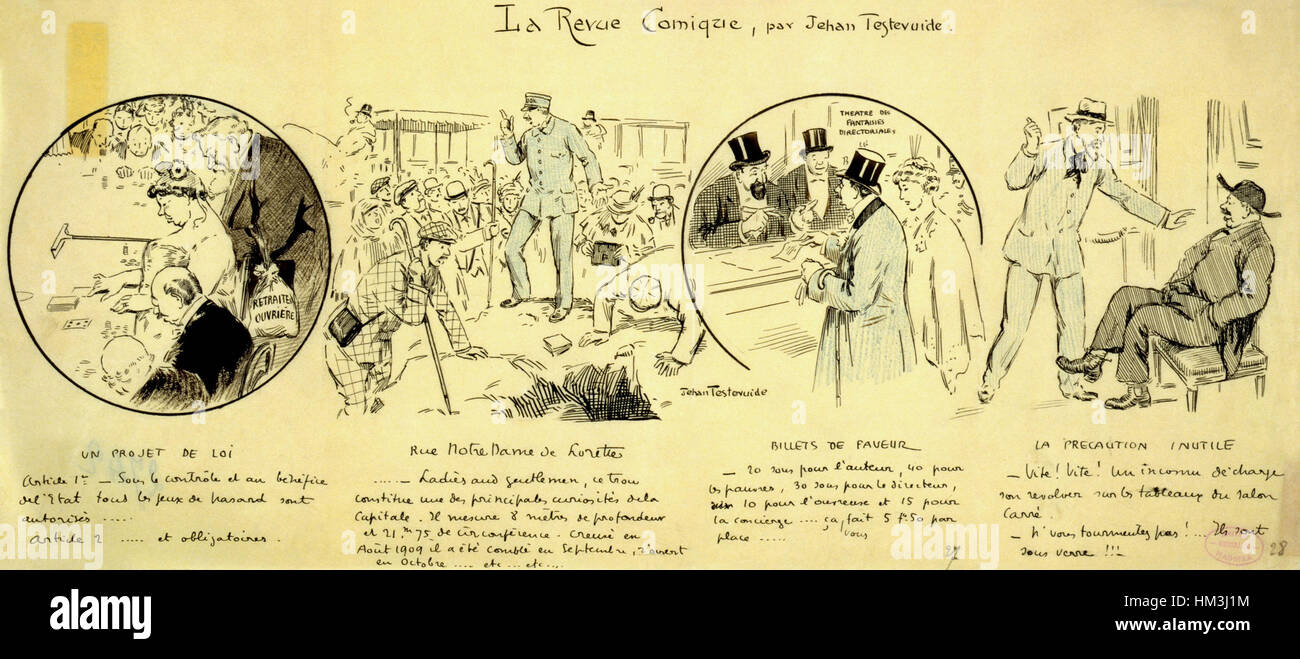 Illustrations from 'La Revue Comique' by Jehan Testevuide, showcasing ...