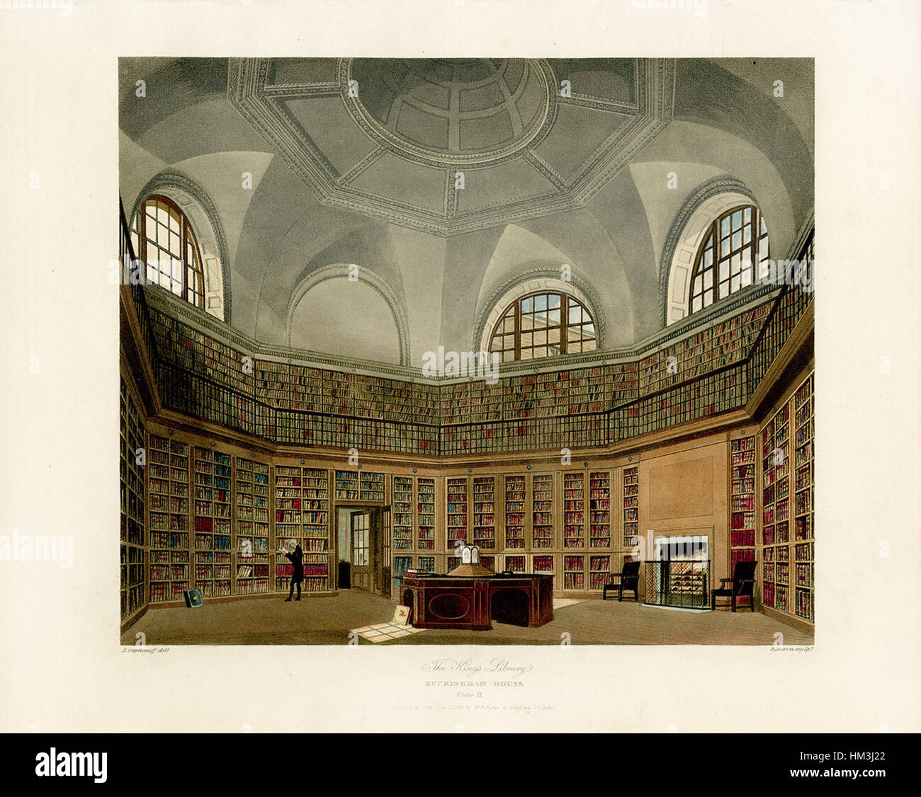 Plate II from Pyne's Royal Residences, illustrating the King's Library ...