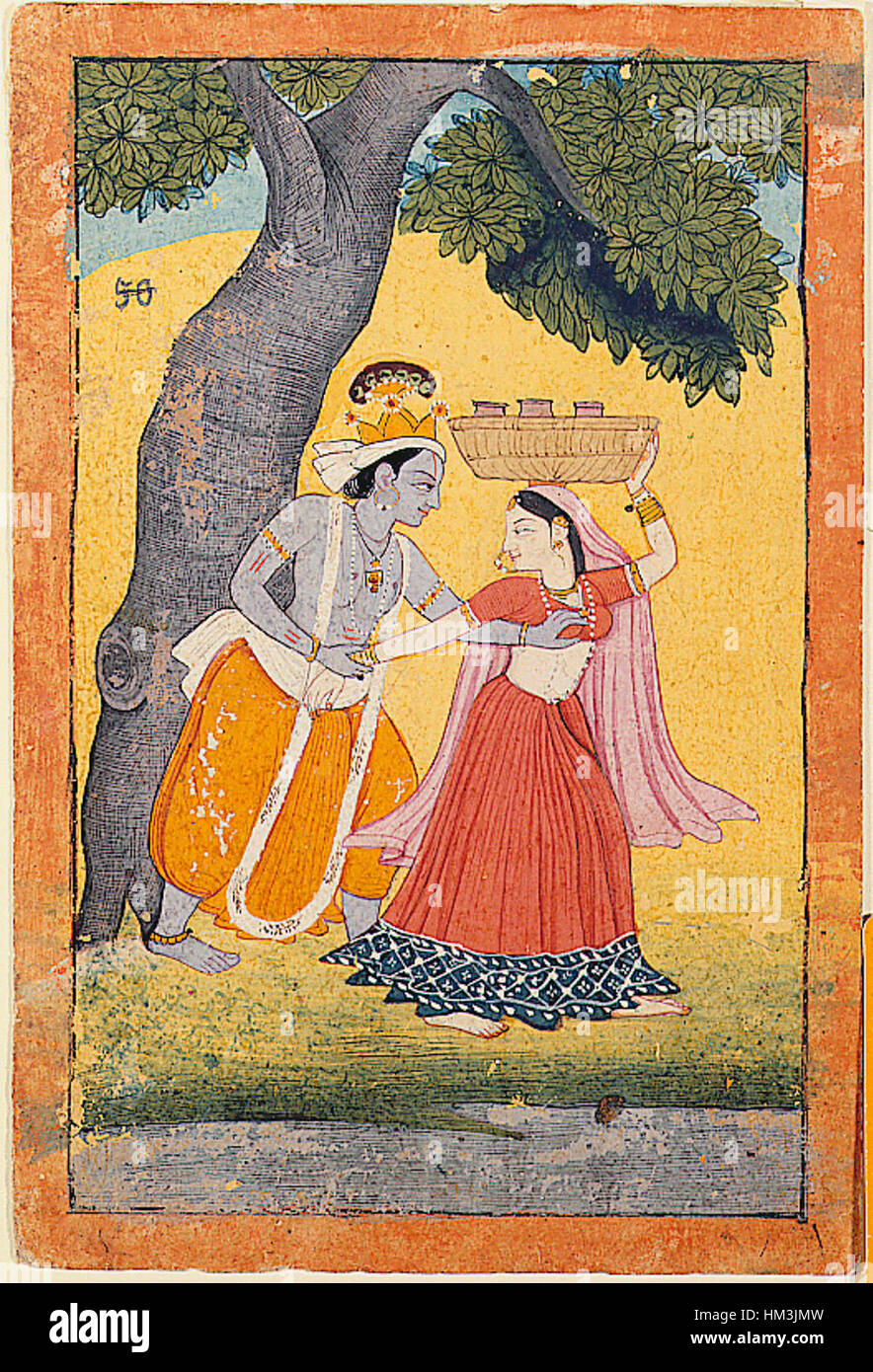 Krishna accosts Radha under a tree (6124522475 Stock Photo - Alamy