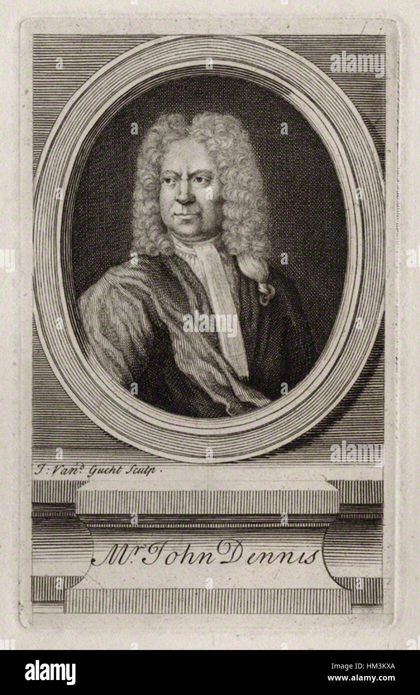 A historical portrait or depiction of John Dennis, a noted dramatist ...