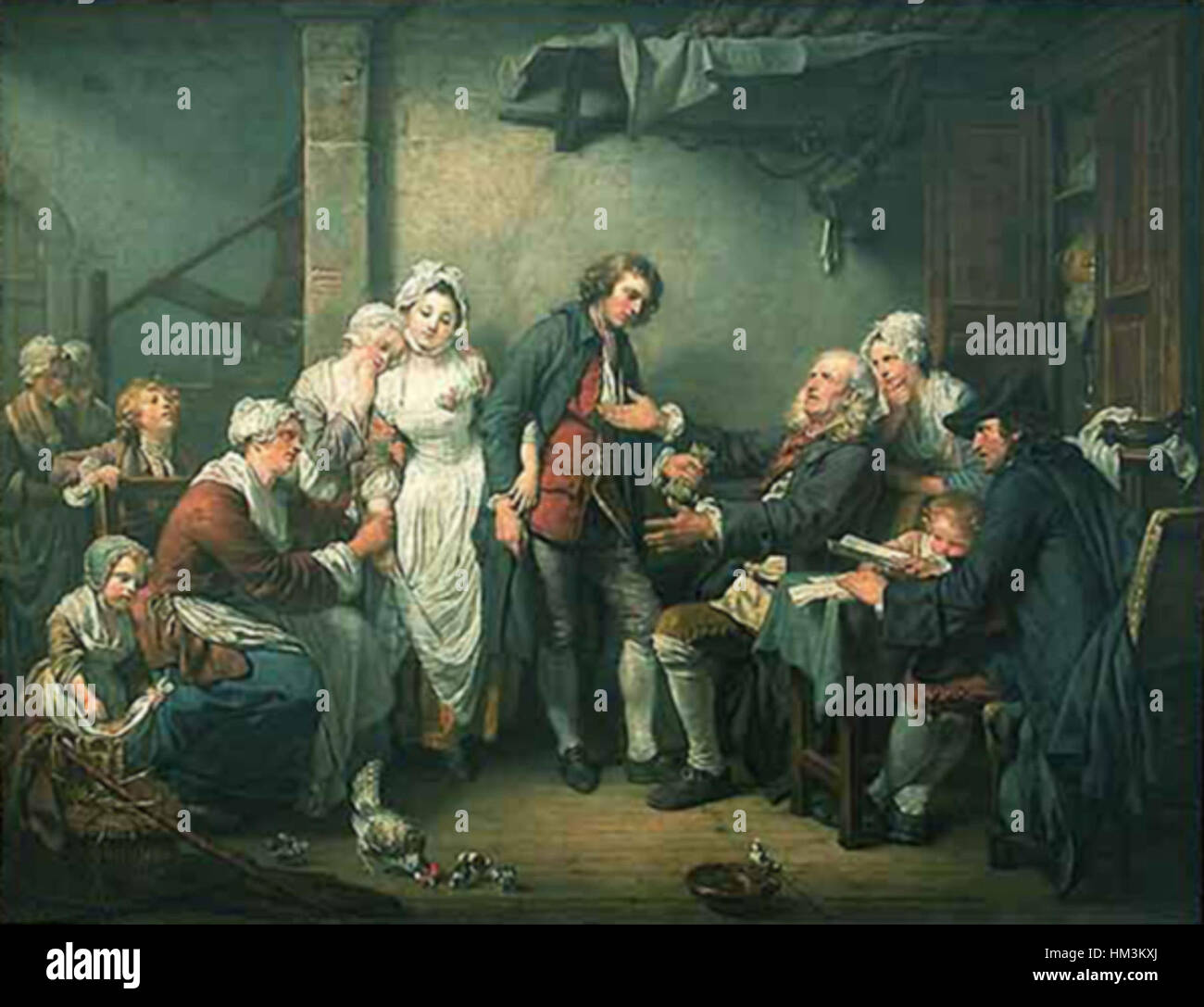 'L'accordee de Village' by Jean-Baptiste Greuze is an oil painting that ...