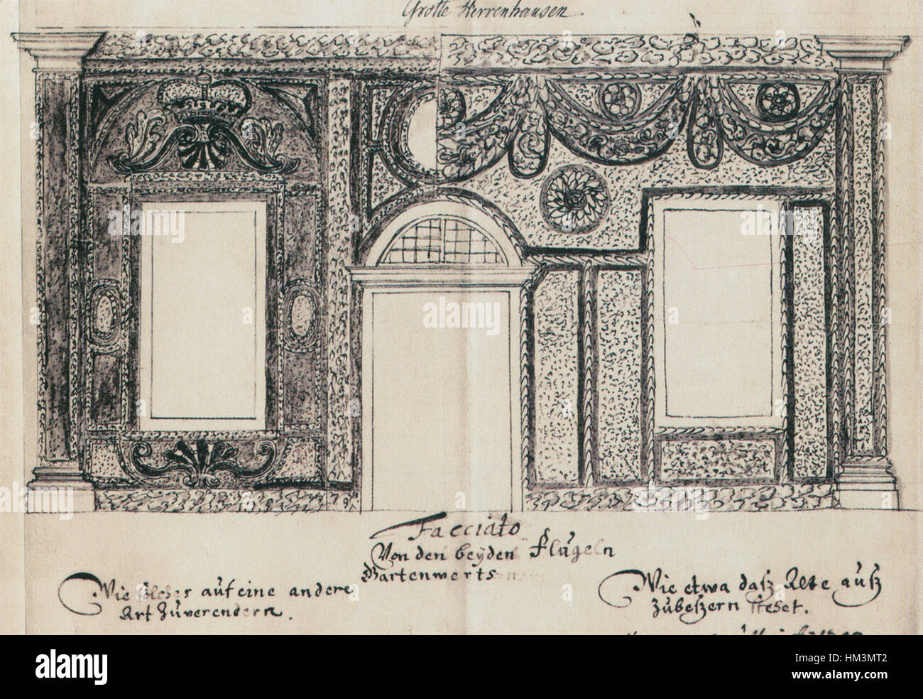 Giusti HhsenGroGart GrotteFassade 1700 Stock Photo - Alamy