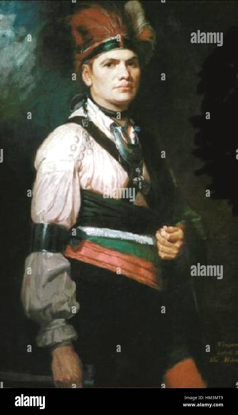 The portrait of Joseph Brant, painted by George Romney in 1776 ...