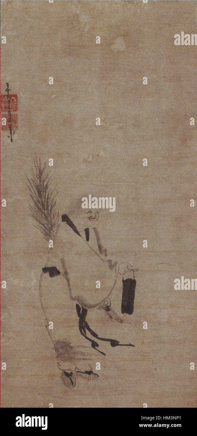 *Hanshan and Shide* is a Chinese painting depicting two figures from ...