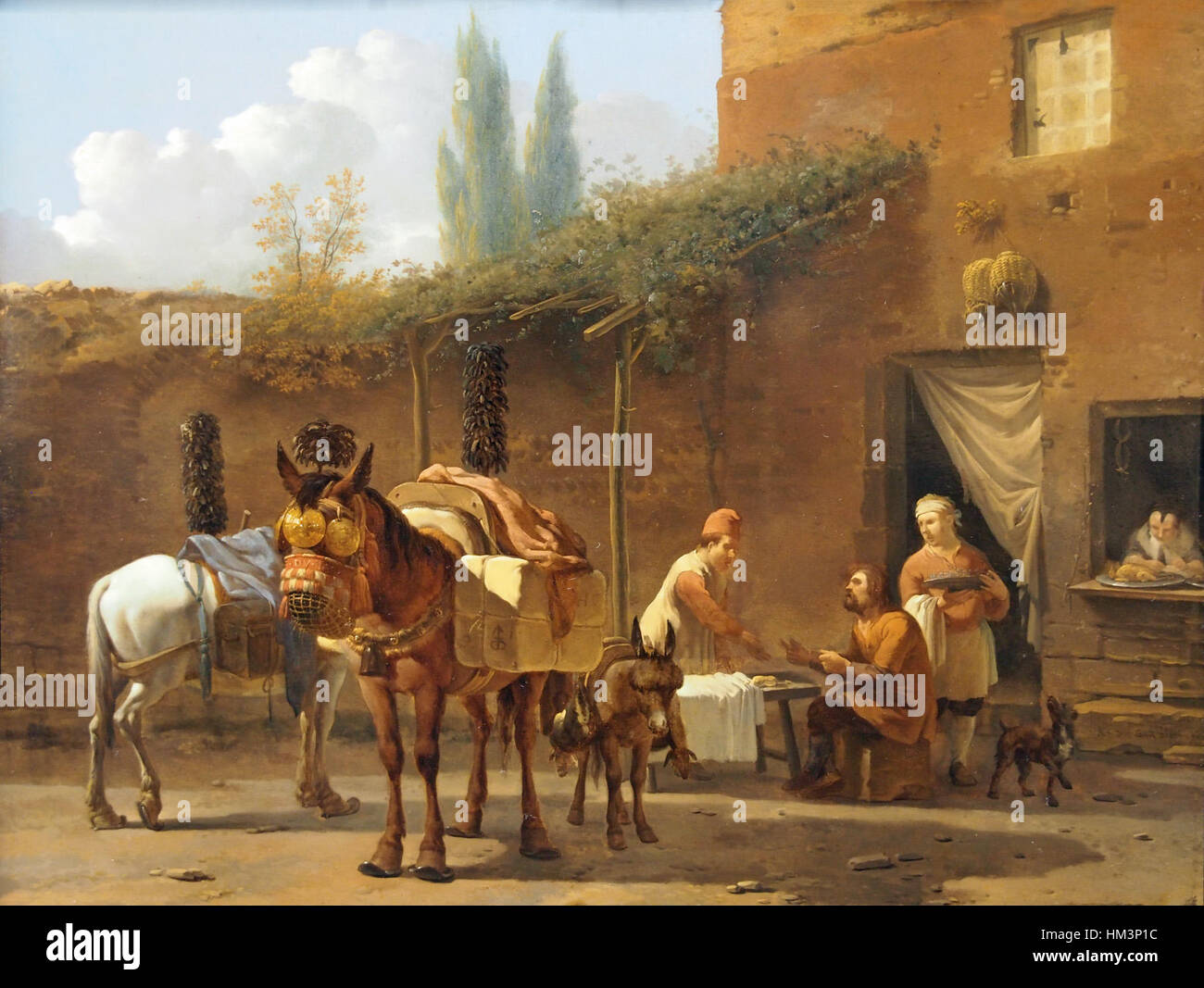 Karel Dujardin's 'Muleteers at an Inn' depicts a rural scene showing ...