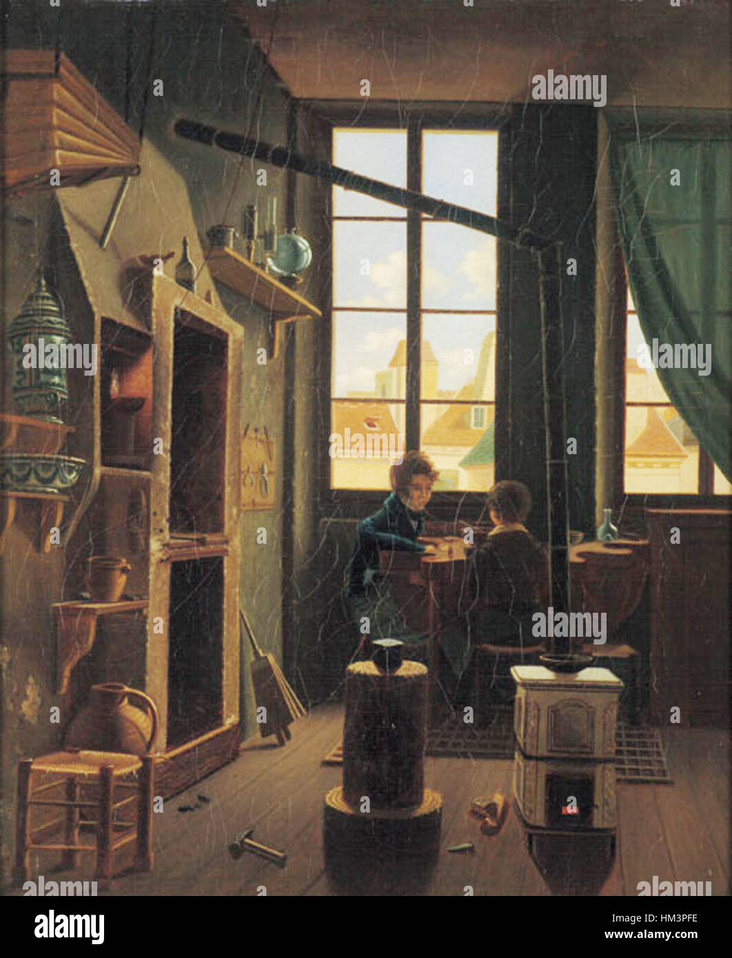 ‘Goldschmiedewerkstatt’ translates to ‘Goldsmith Workshop,’ depicting ...