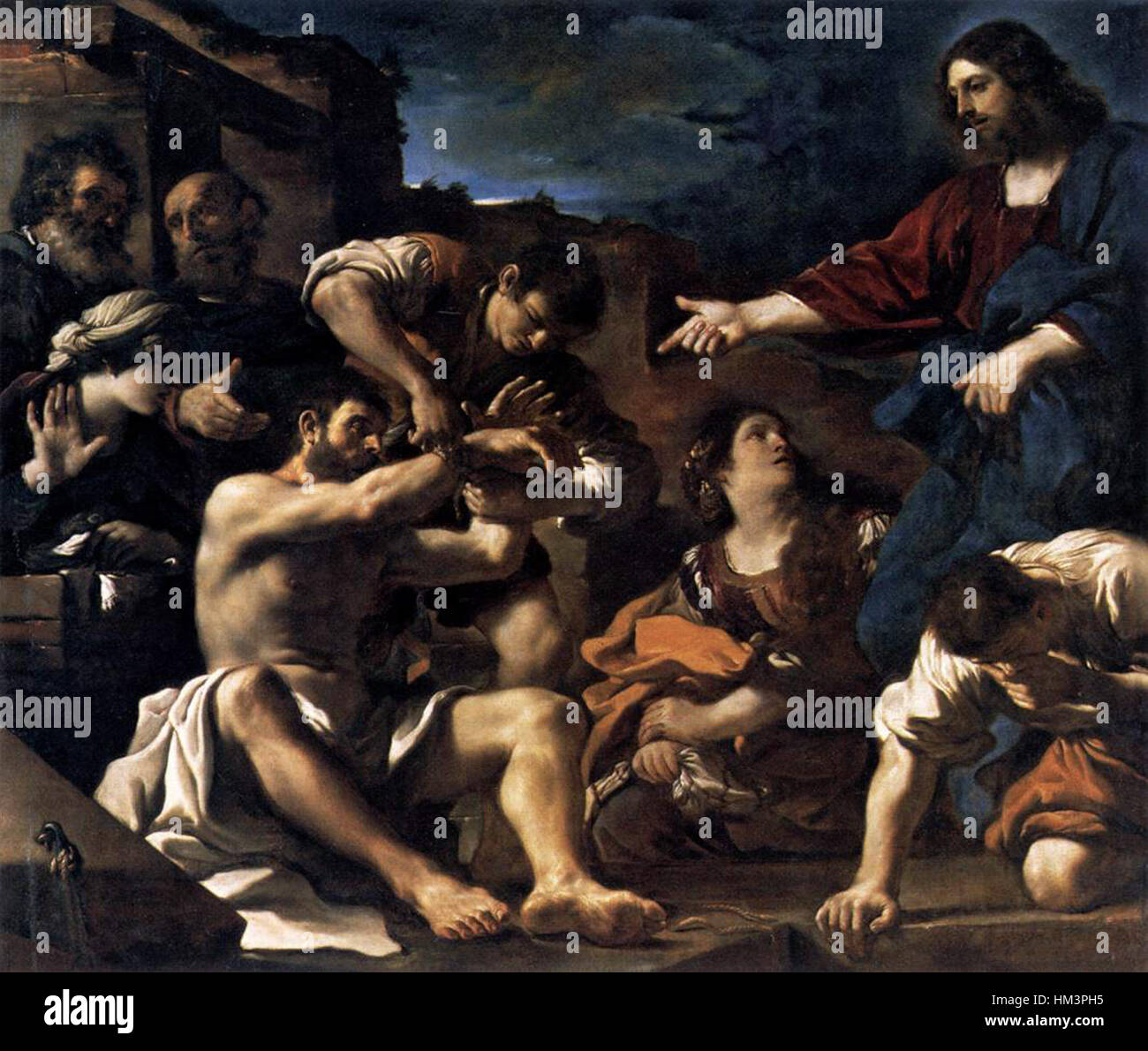 Guercino's 'Raising of Lazarus' is a dramatic Baroque painting that ...