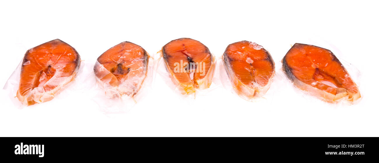 Frozen salmon fillets in a vacuum package Stock Photo - Alamy