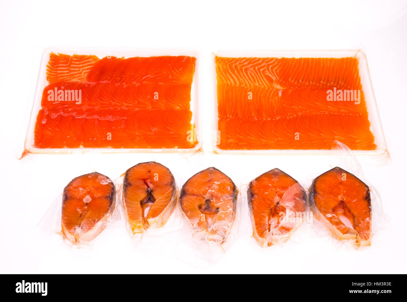 Frozen salmon fillets in a vacuum package Stock Photo - Alamy