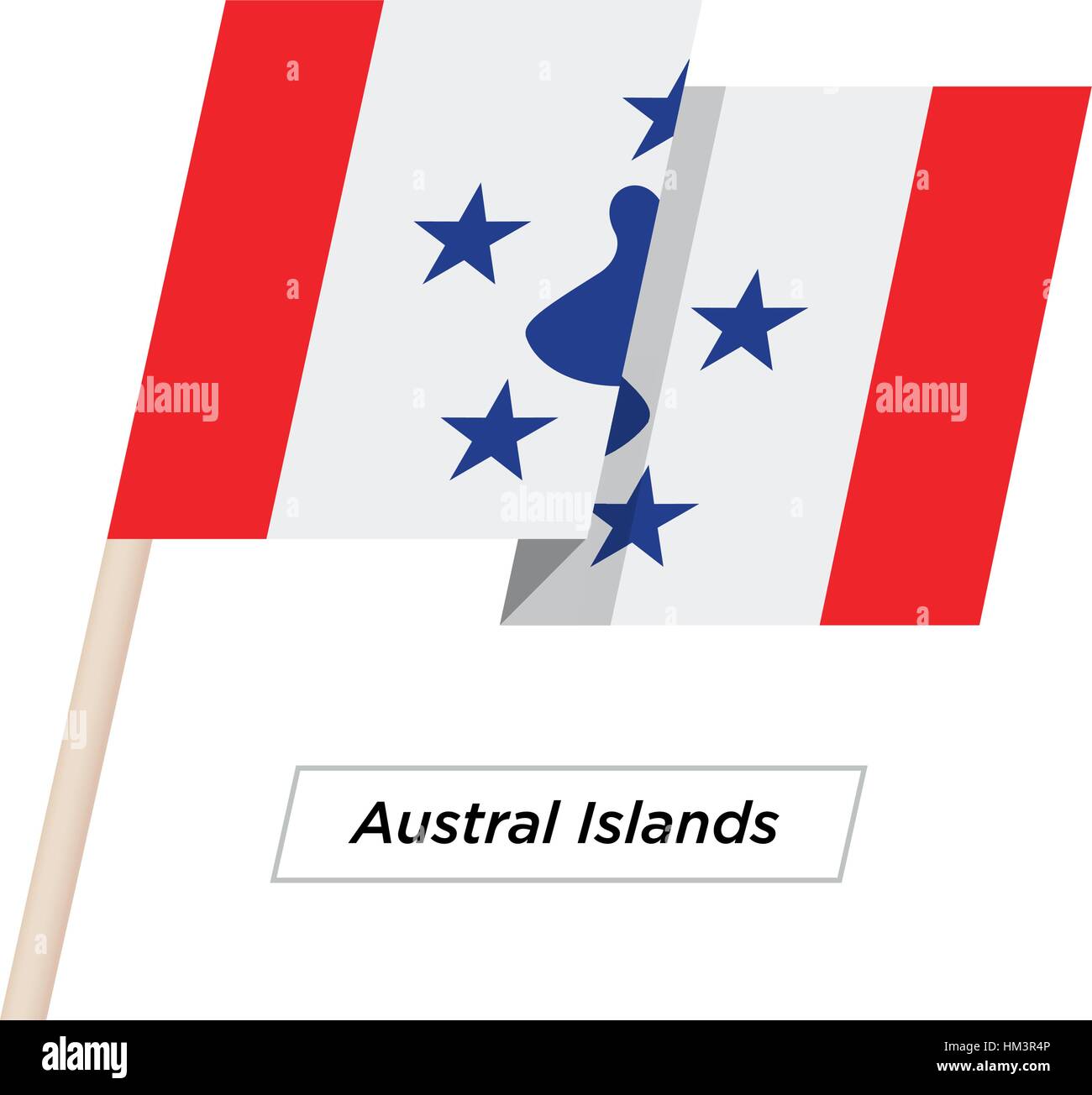 Austral Islands Ribbon Waving Flag Isolated on White. Vector ...