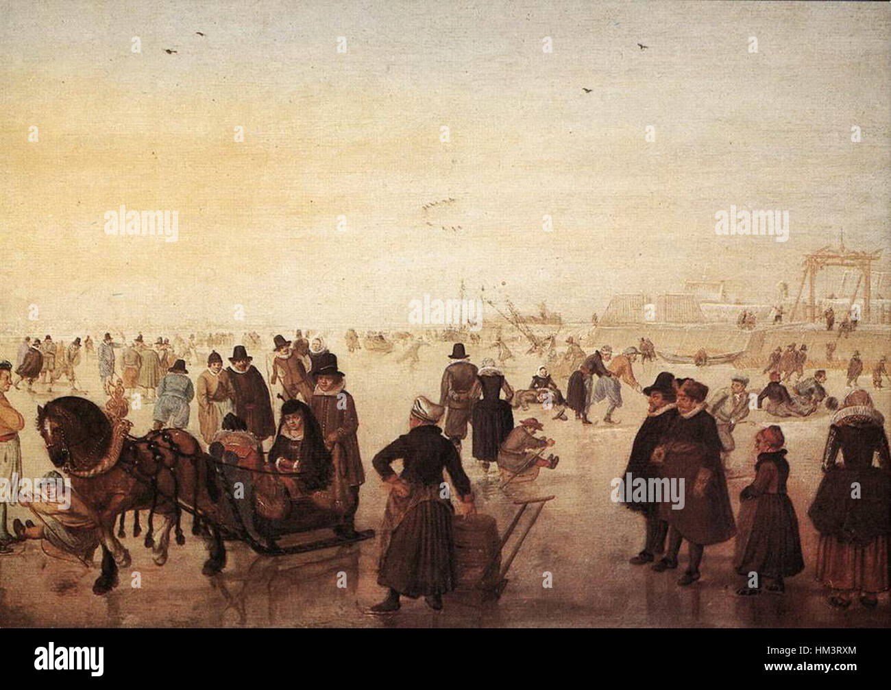 Hendrick Avercamp's 'Ice Scene' portrays a lively winter landscape ...
