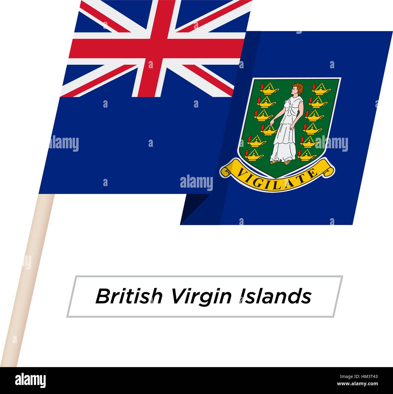 British Virgin Islands Ribbon Waving Flag Isolated on White. Vector Illustration Stock Vector ...