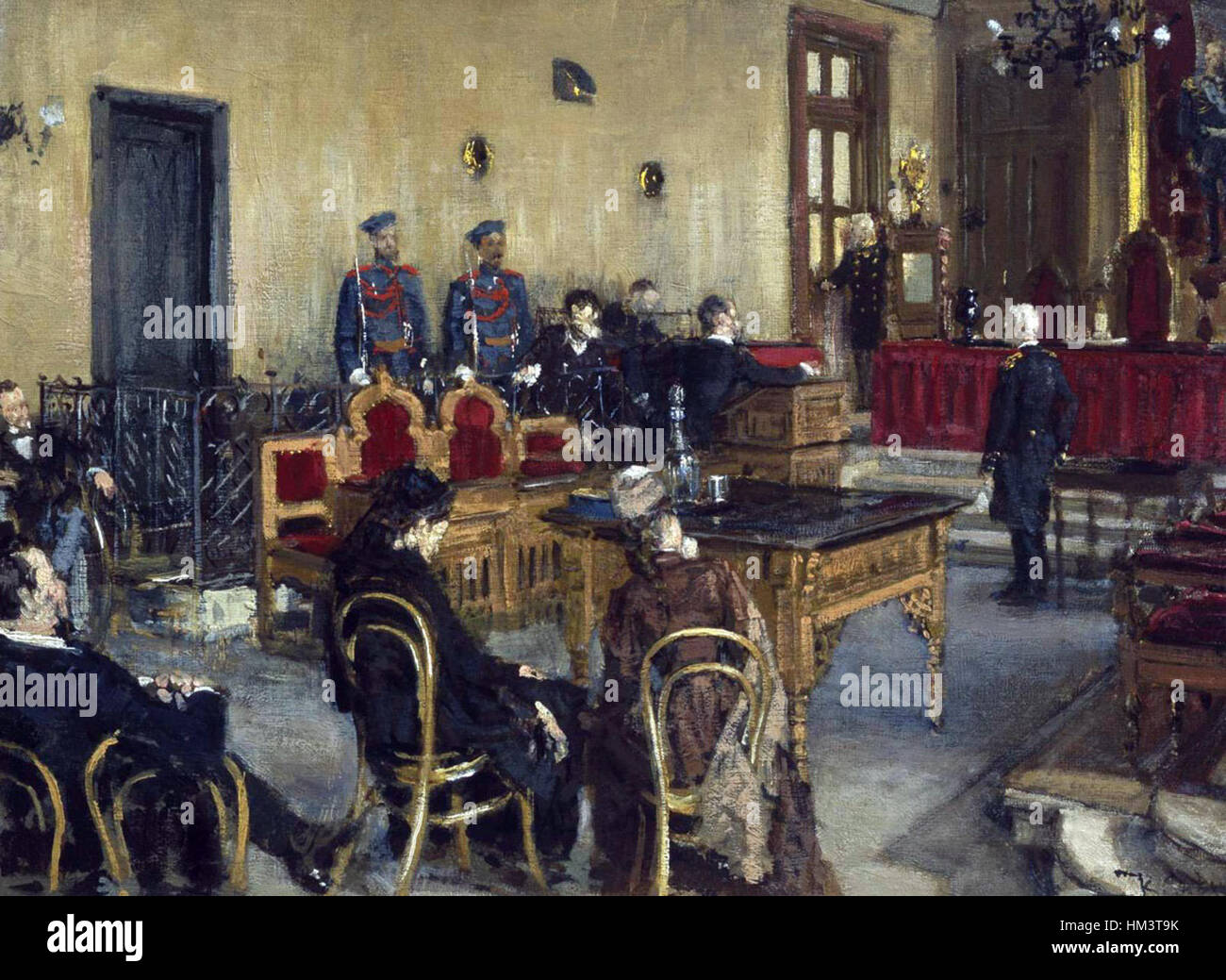 This artwork captures a moment of suspense and tension as individuals ...