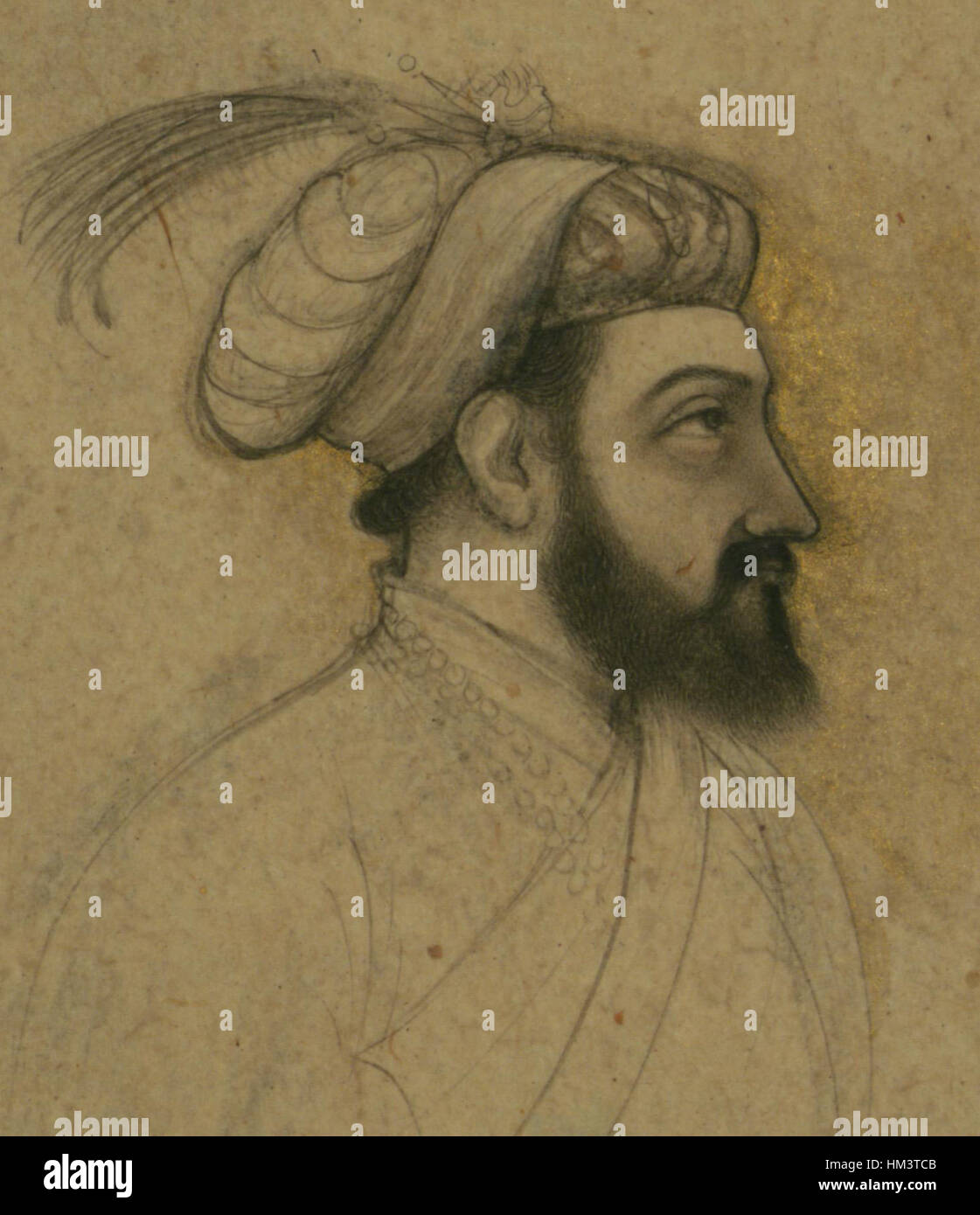 Indian - Single Leaf of a Portrait of Shah Jahan - Walters W700 - Detail Stock Photo - Alamy