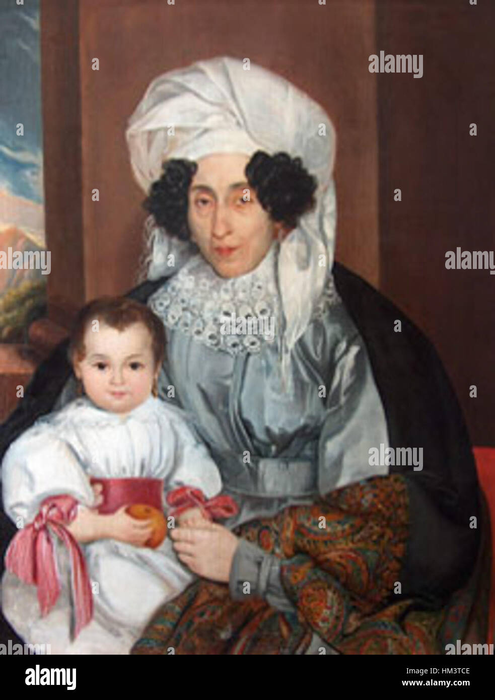 Iosef August Schoefft’s 'Portret de femeie cu copil' (Portrait of a ...