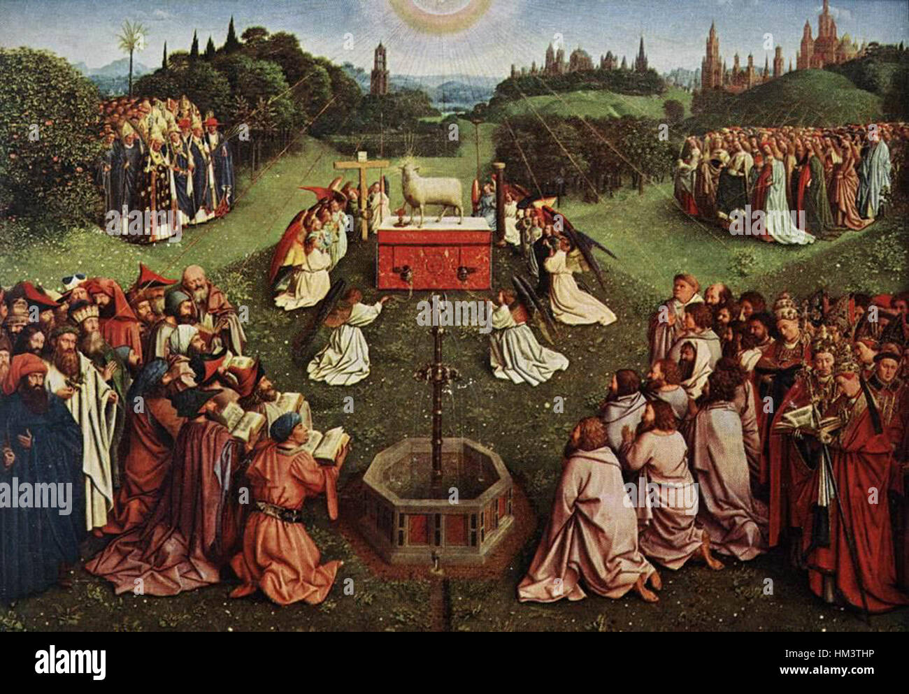 Jan van Eyck - The Ghent Altarpiece - Adoration of the Lamb (detail ...
