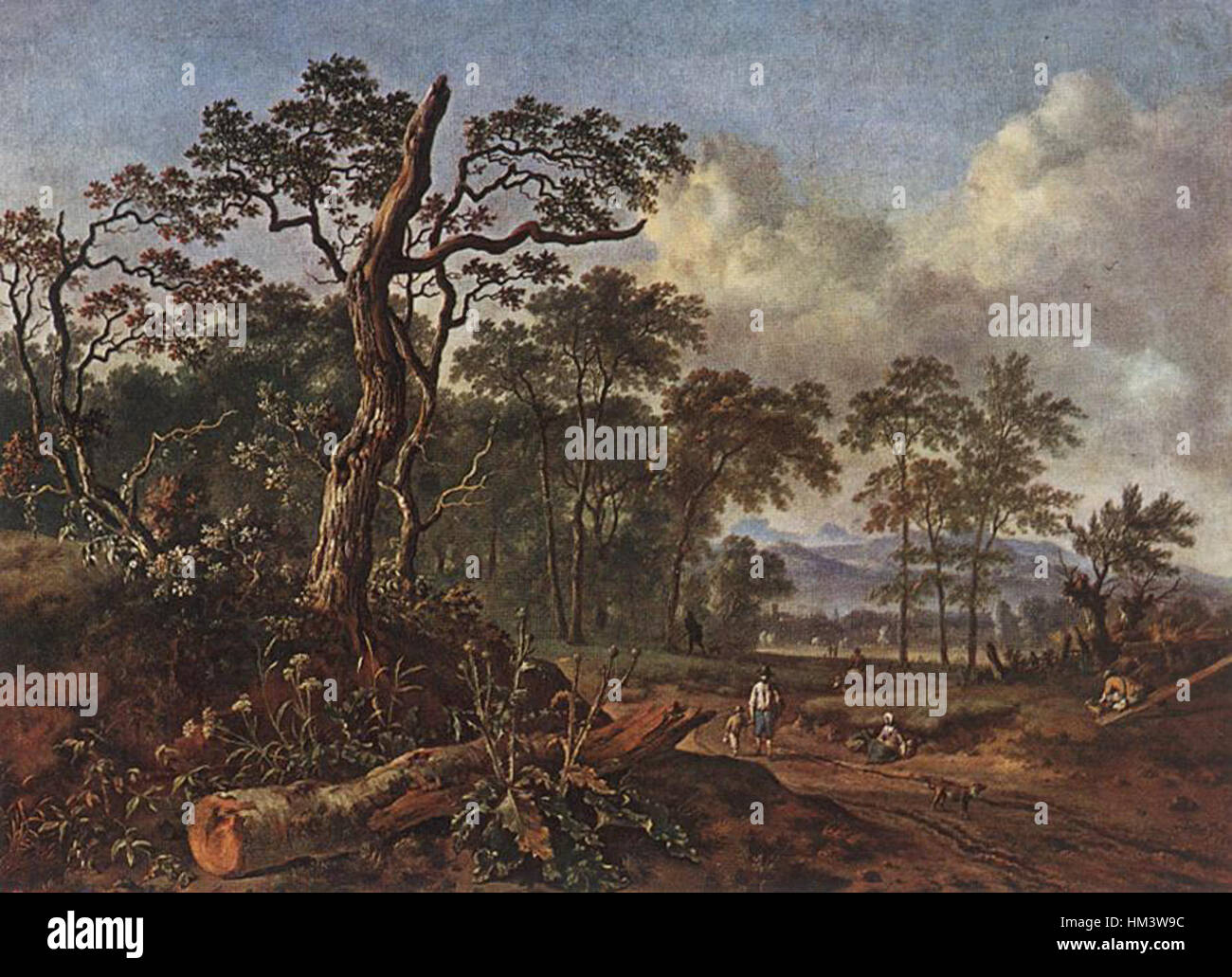 A painting by Jan Wynants titled 'Road beside the Forest,' depicting a ...