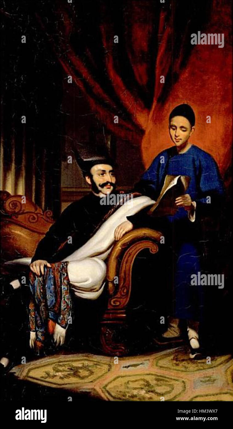 Portrait of Jamsetjee Jejeebhoy, a prominent Indian philanthropist and ...