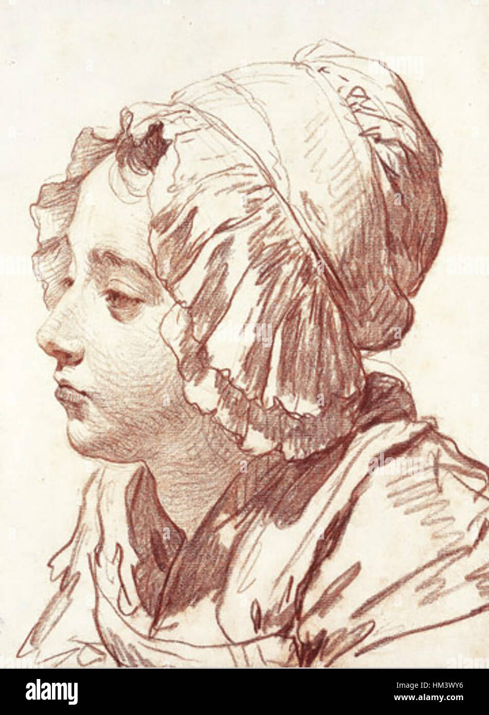 Drawing by Jean-Baptiste Greuze, depicting a woman in a classical pose ...