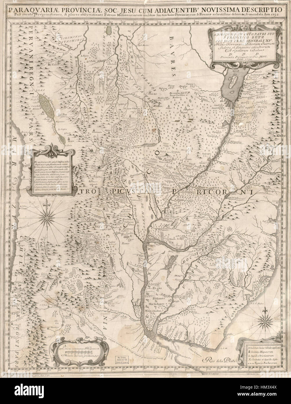Image of a 1732 map showing the Jesuit Province in Paraguay ...