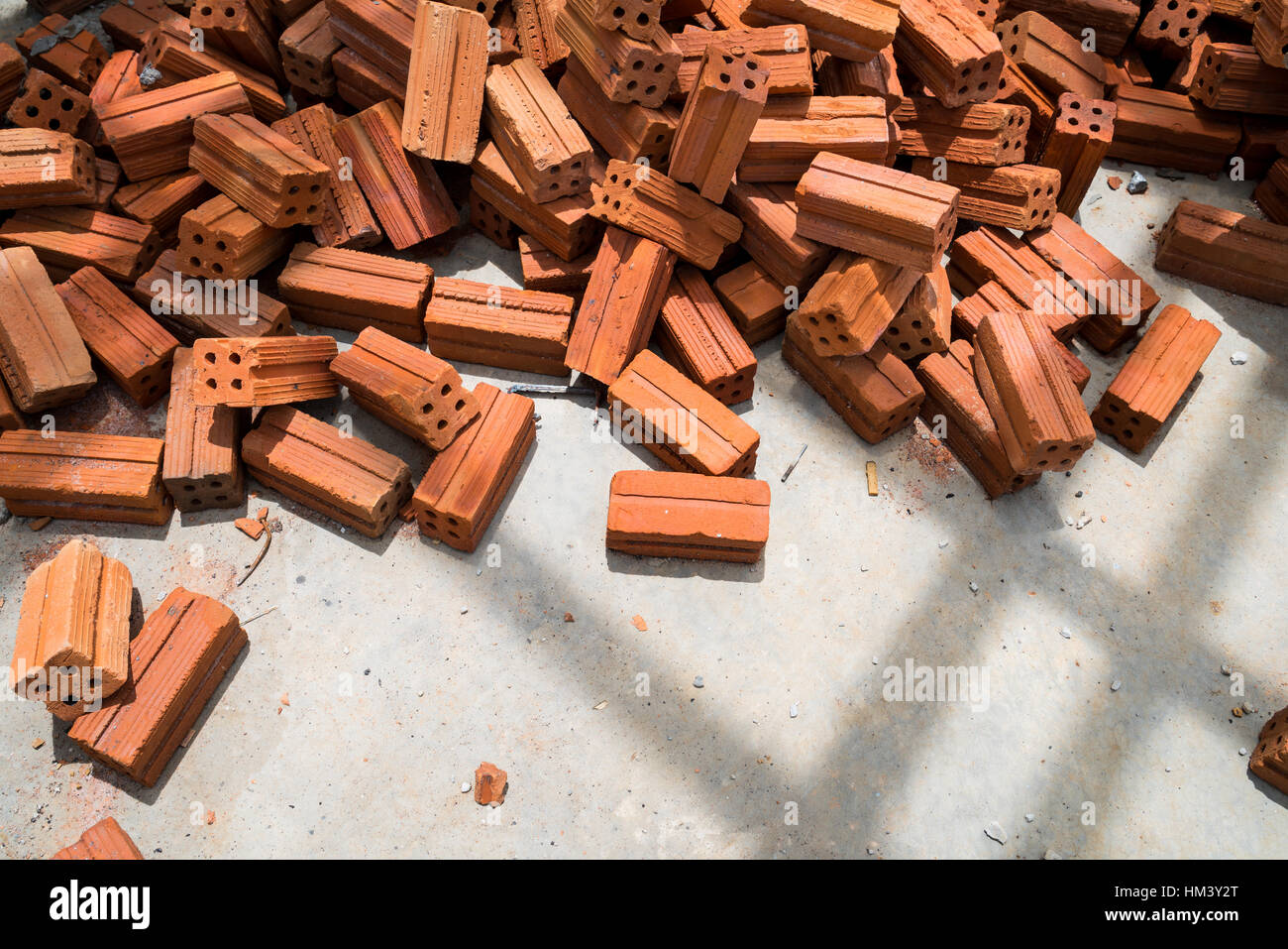 Stack of red bricks background Stock Photo - Alamy