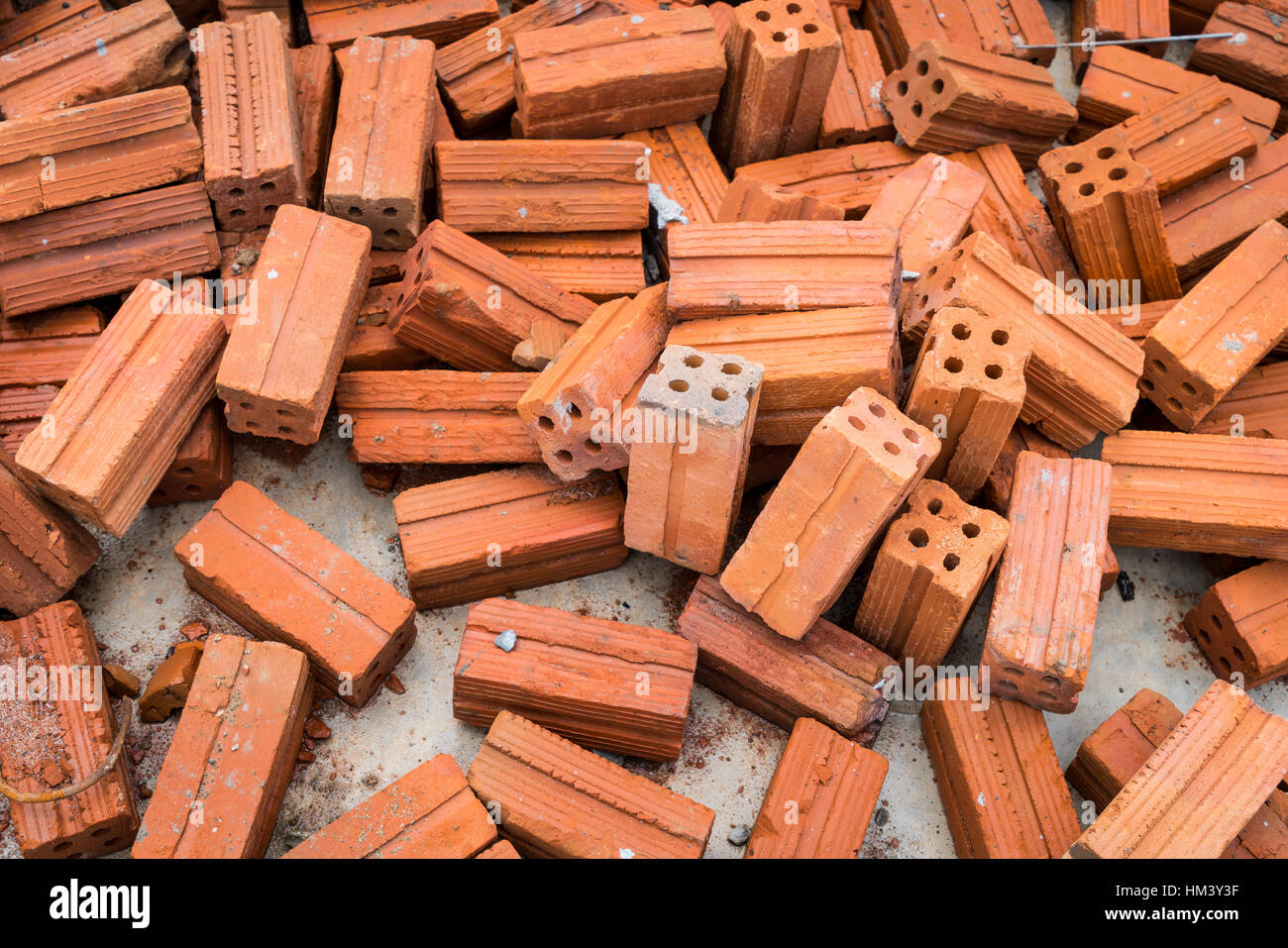 Stack of red bricks background Stock Photo - Alamy
