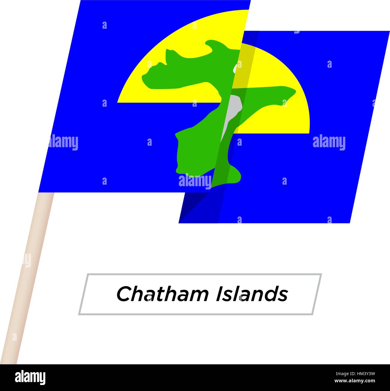 Chatham Islands Ribbon Waving Flag Isolated on White. Vector ...