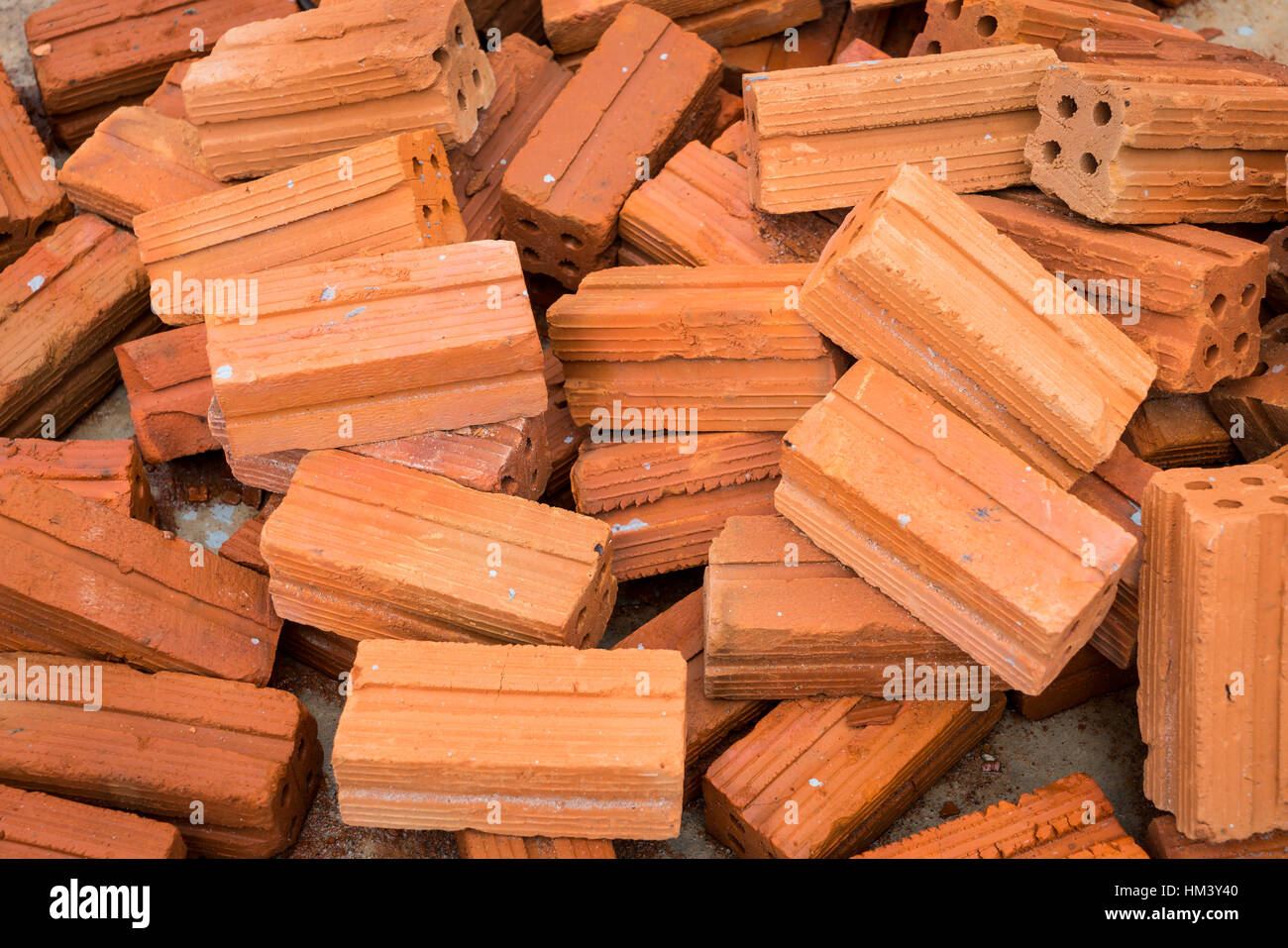 Stack of red bricks background Stock Photo - Alamy