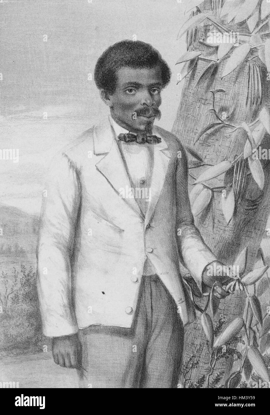 A standing portrait of Edmond Albius, a former slave that invented an ...