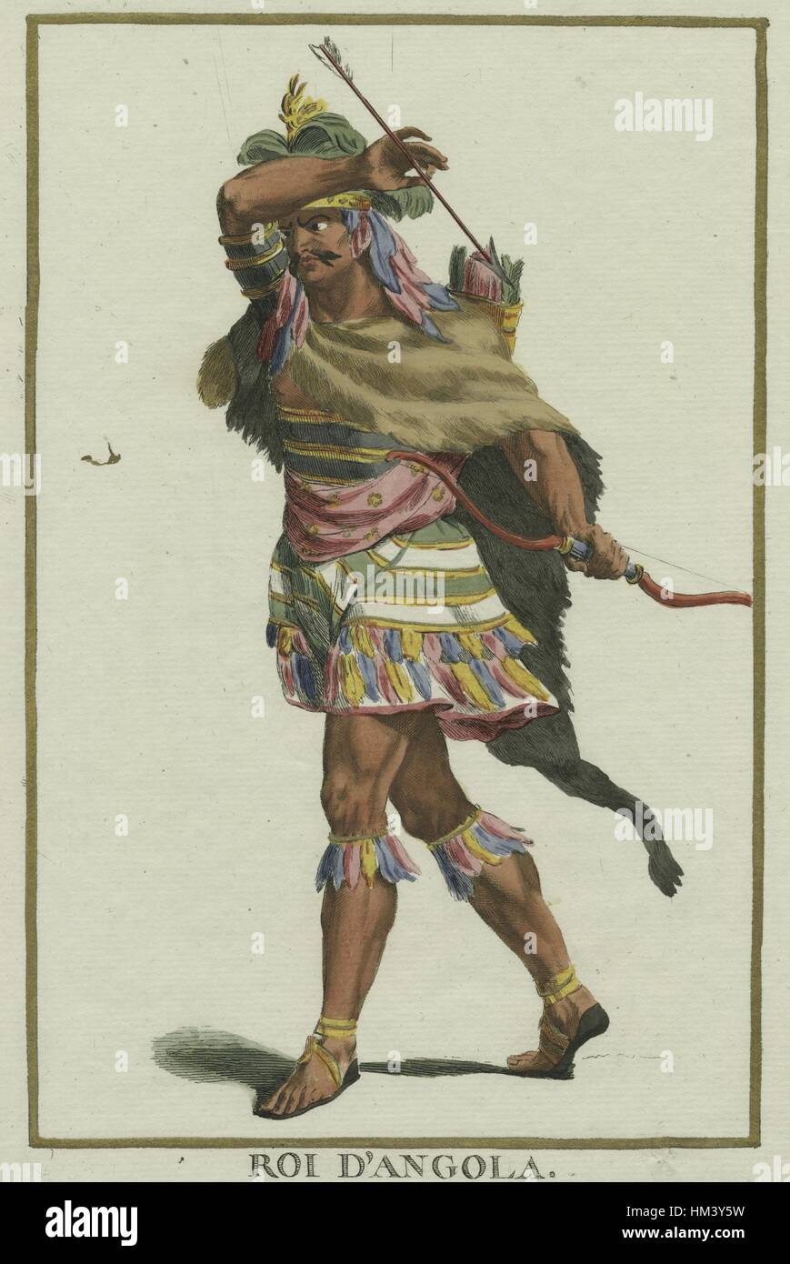 Portrait of the King of Angola reaching for a bow, 1849. From the New ...