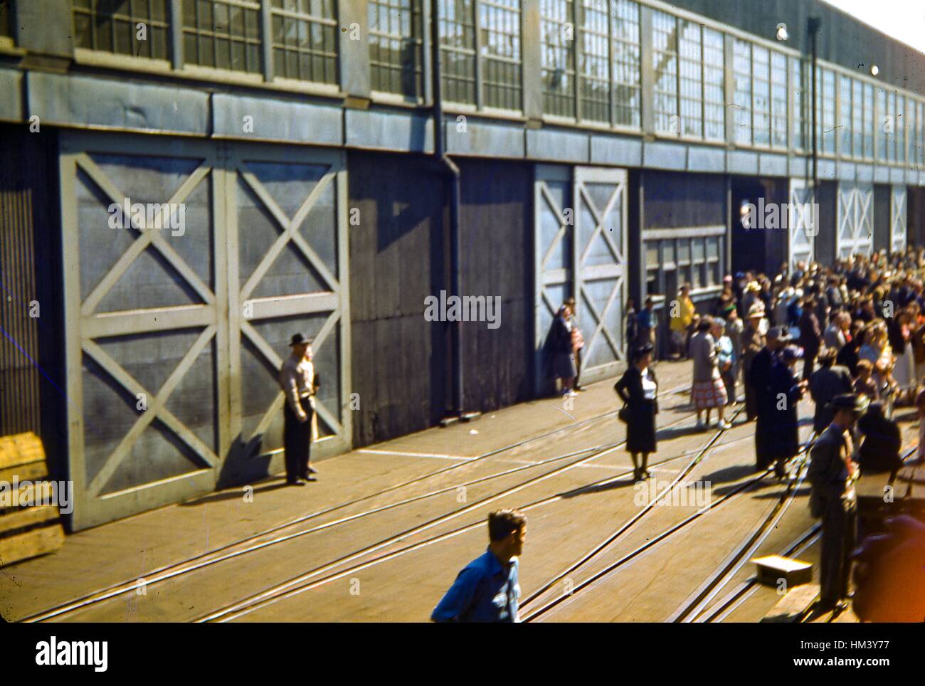 Visitors gather on a pier at Ketchikan Alaska, 1945 Stock Photo - Alamy