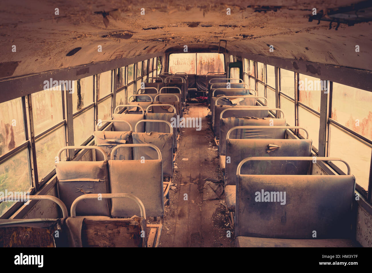 Old bus interior ( Filtered image processed vintage effect Stock Photo ...