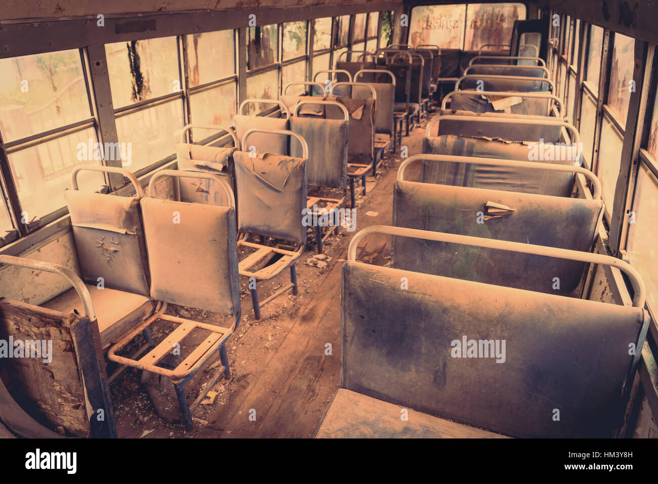 Old bus interior ( Filtered image processed vintage effect Stock Photo ...